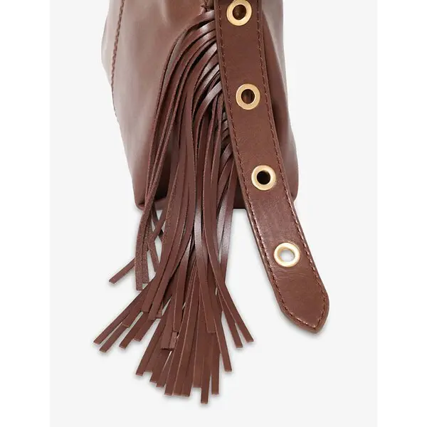 Maje Miss M Mini Leather Shoulder Bag - Brown