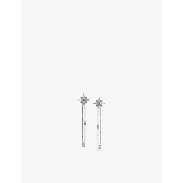 CARAT* LONDON Camelia Flower And Chain Drop Earrings - Silver