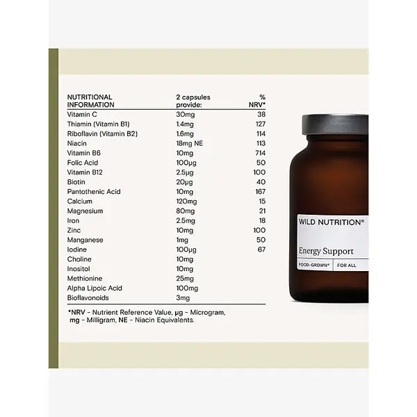 WILD NUTRITION Energy Support Supplements 60 Capsules