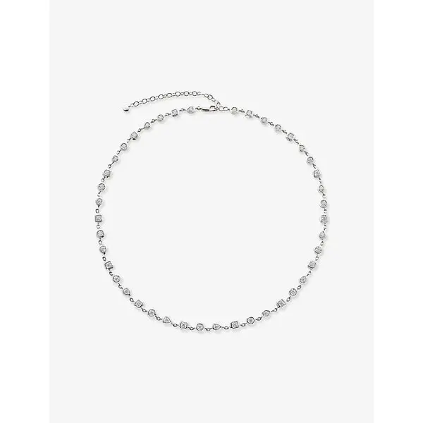 Monica Vinader Bezel 0.5ct Lab-grown Diamond Cluster Necklace - Silver