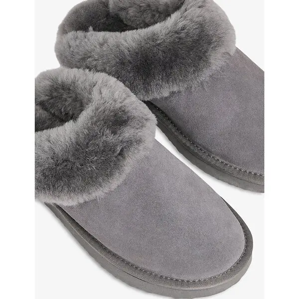 Whistles Emilia Sheepskin-cuff Suede Slippers