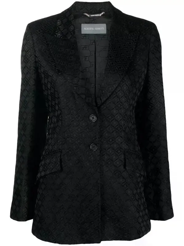 Alberta Ferretti Monogram-jacquard Single-breasted Blazer