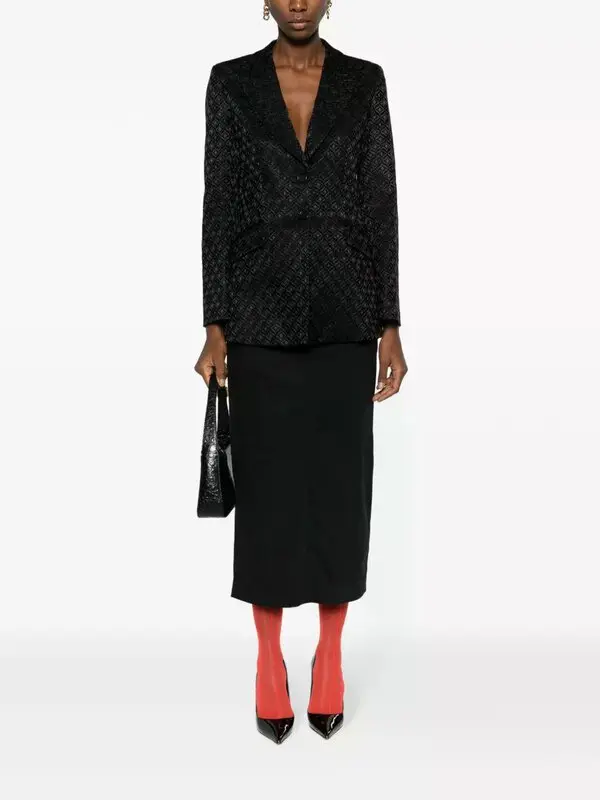 Alberta Ferretti Monogram-jacquard Single-breasted Blazer