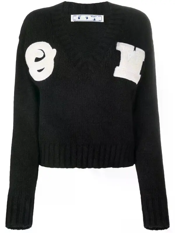 Off-White Alpaca And Wool-blend Jumper With Appliqu