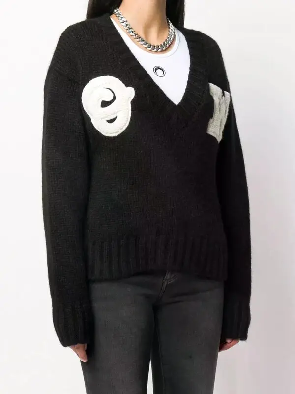Off-White Alpaca And Wool-blend Jumper With Appliqu