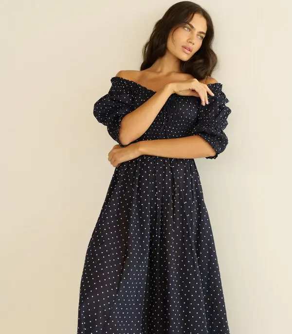 DÔEN Ischia Dress - Navy Flock Dot