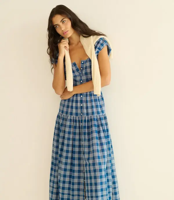 DÔEN Valenne Tiered Maxi Dress - Dorset Plaid