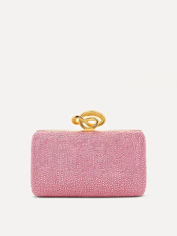 Oscar De La Renta Crystal Pavé Knot Minaudière - Pink