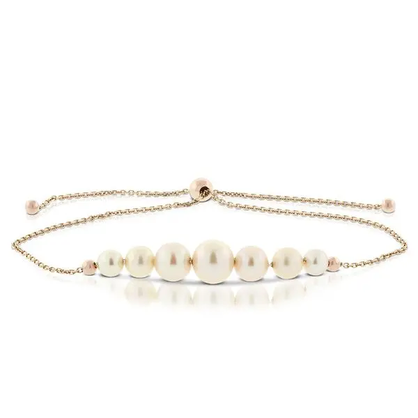 Benbridge Rose Gold Graduated Cultured Freshwater Pearl Bolo Bracelet - White