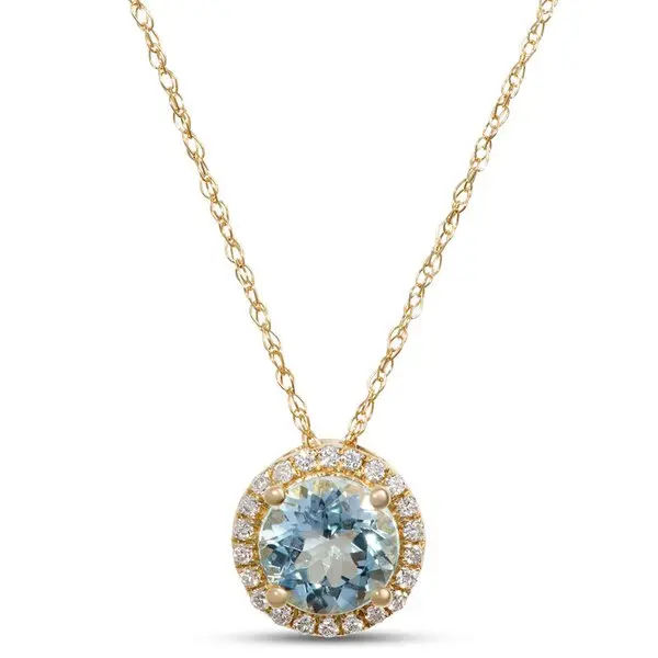 Benbridge Round Aquamarine Pendant Necklace In 14k Yellow Gold - Blue