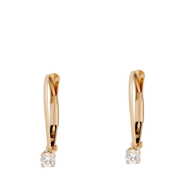Benbridge Baby Leverback Diamond Earrings In 14k Yellow Gold - Yg