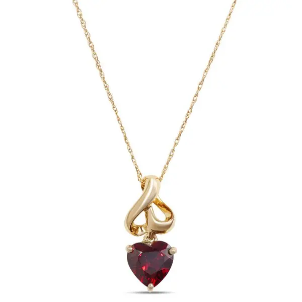 Benbridge Heart Shaped Garnet Pendant Necklace - Red