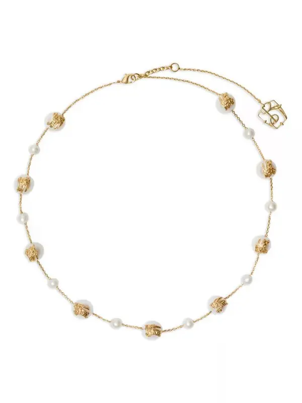 Burberry Equestrian-knight Pearl Necklace - Gold