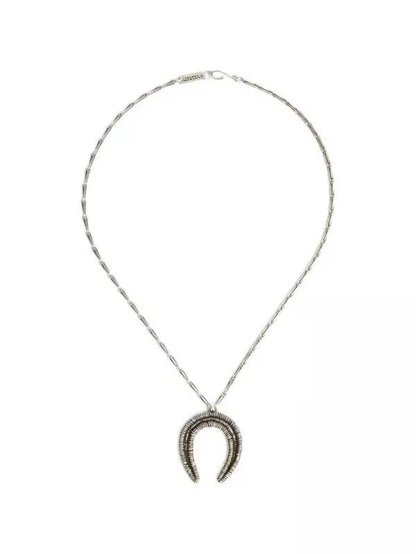 Isabel Marant Engraved Horseshoe Pendant Necklace - Silver