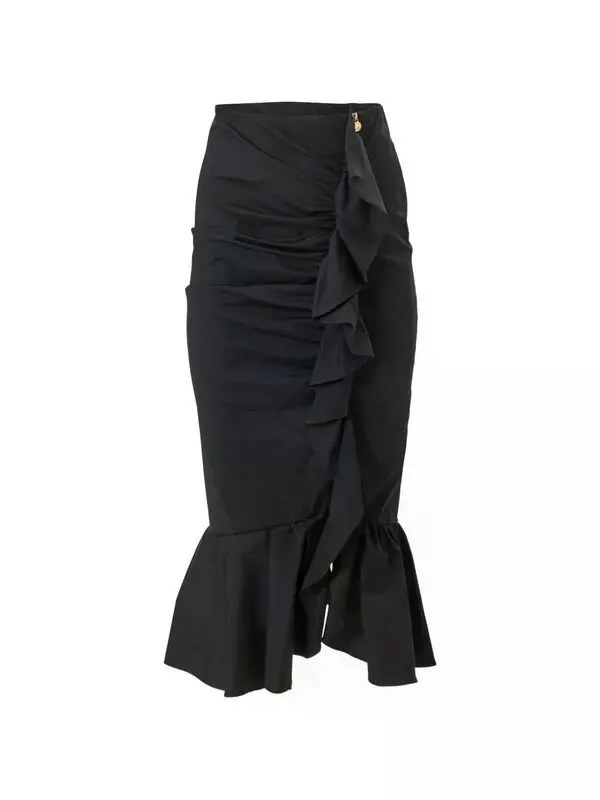 Carolina Herrera Ruched Pencil Skirt With Ruffle