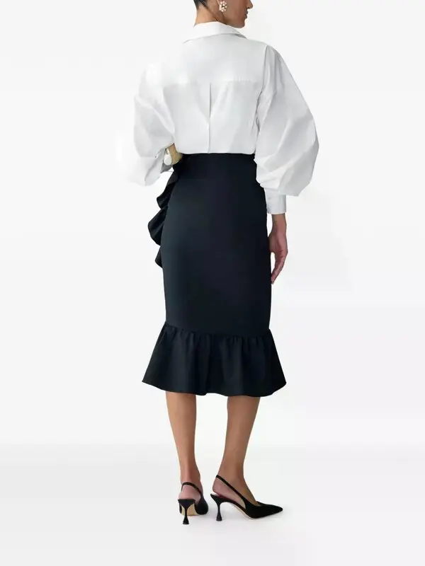 Carolina Herrera Ruched Pencil Skirt With Ruffle