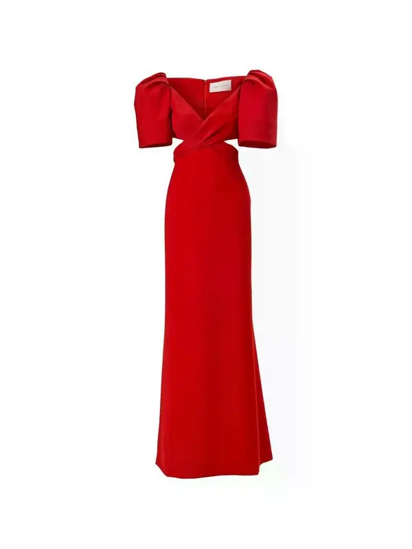 Carolina Herrera Bell-sleeve Gown With Cut-outs - Red