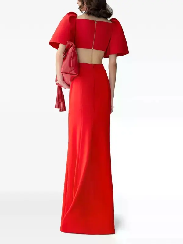 Carolina Herrera Bell-sleeve Gown With Cut-outs - Red