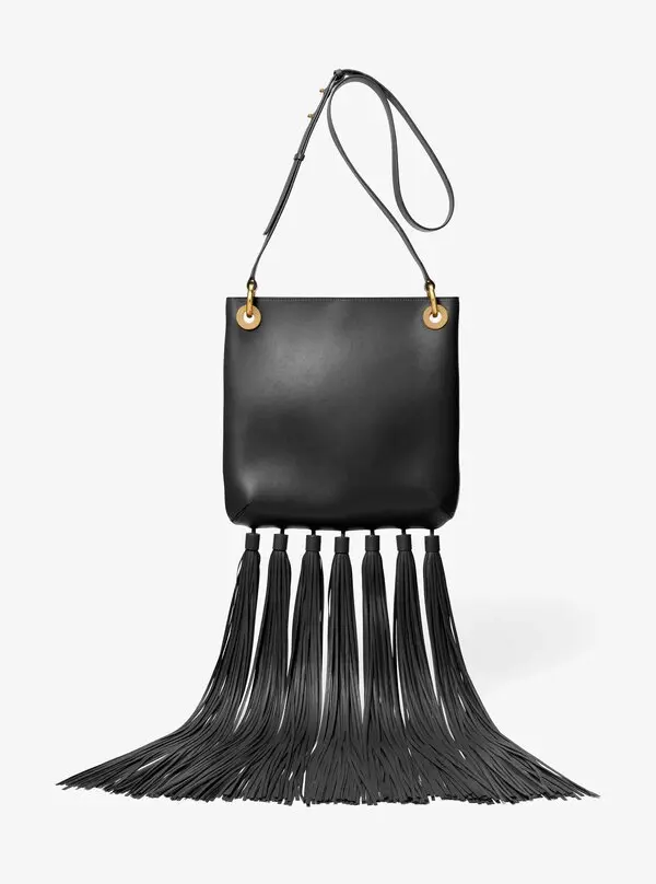 Michael Kors Tate Medium Tassel Leather Crossbody Bag - Black