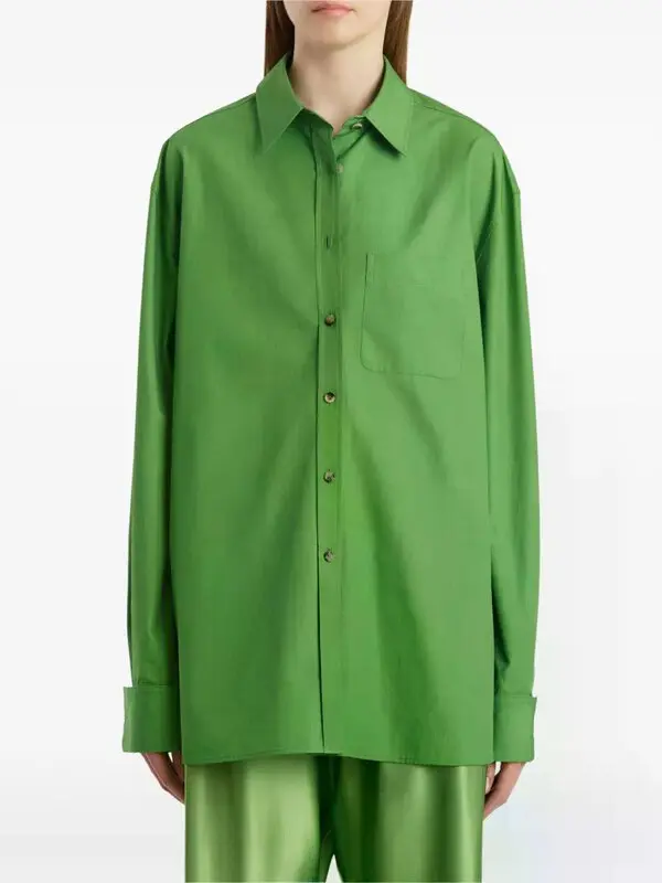 Khaite Long-sleeve Shirt With Pocket - Green