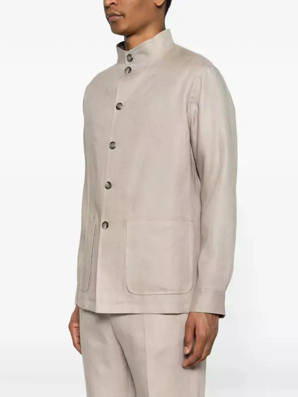 Tagliatore Button-up Patch-pocket Shirt Jacket - Neutrals