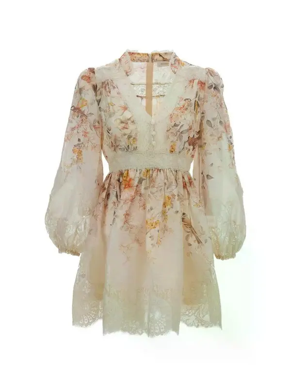 Zimmermann Luna Lace Mini Dress - Pink