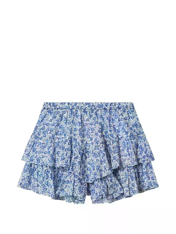 MARANT ETOILE Jocadia Ruffled Floral-print Mini Shorts - Blue