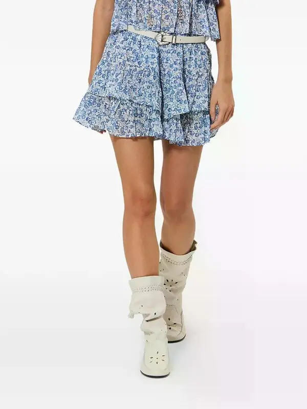 MARANT ETOILE Jocadia Floral-print Mini Shorts - Blue
