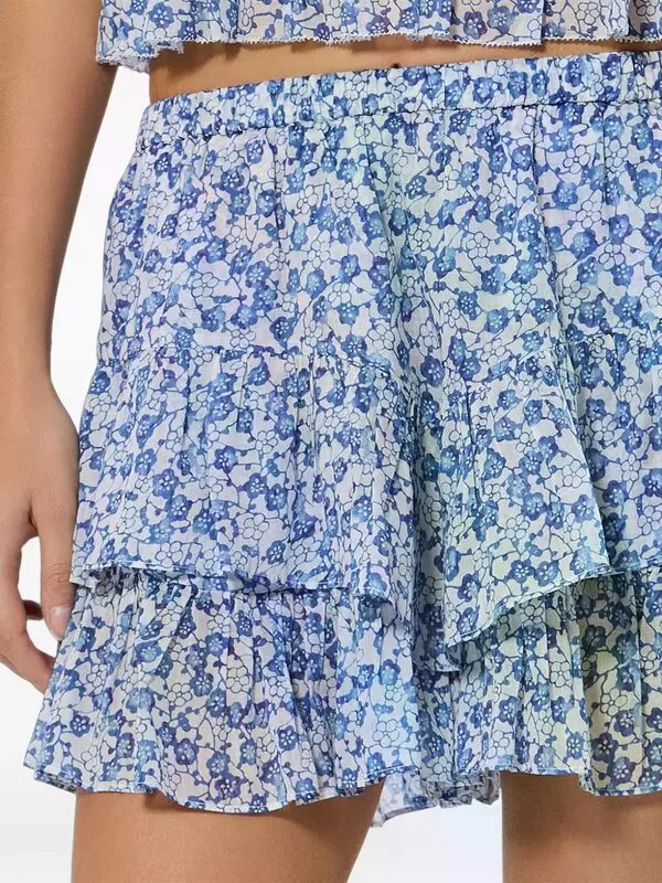 MARANT ETOILE Jocadia Floral-print Mini Shorts - Blue