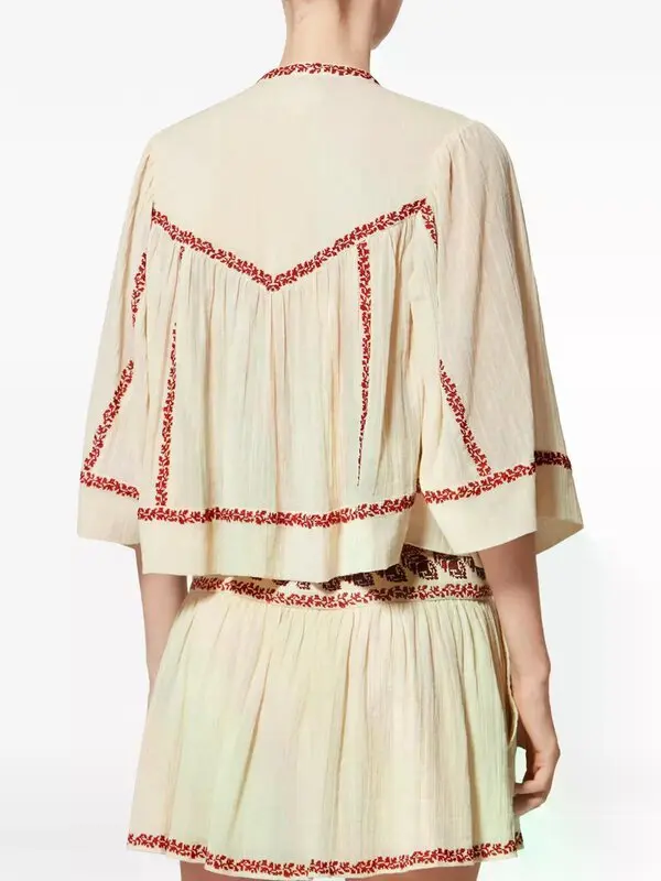 MARANT ETOILE Juline Embroidered Top - Neutrals