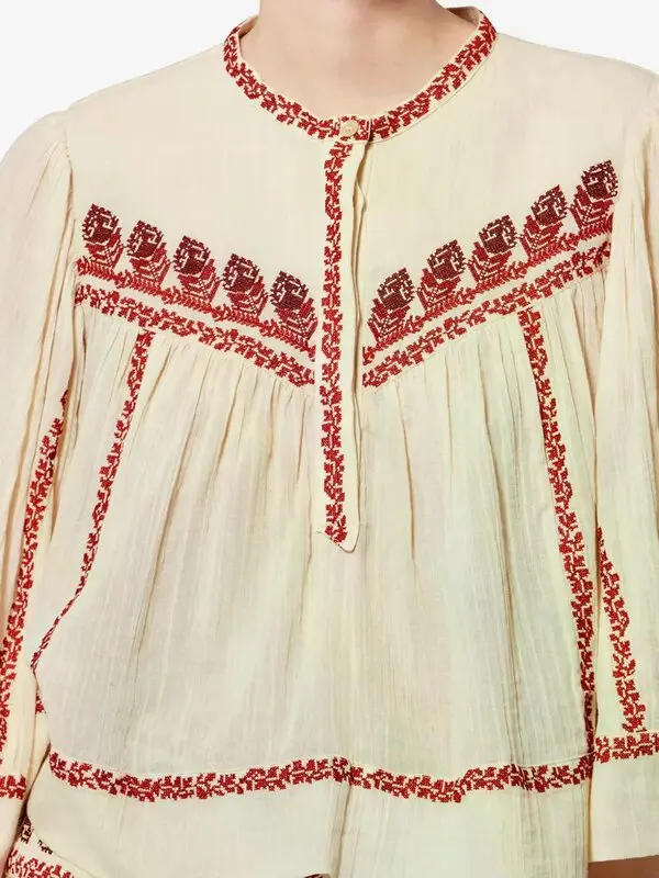 MARANT ETOILE Juline Embroidered Top - Neutrals