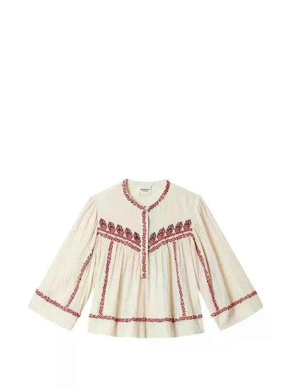MARANT ETOILE Juline Embroidered Top - Neutrals