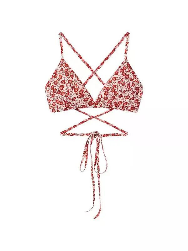 Isabel Marant Solange Floral-print Bikini Top - Red