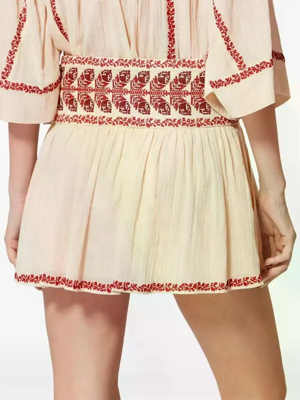 MARANT ETOILE Picadilia Embroidered Mini Skirt - Neutrals