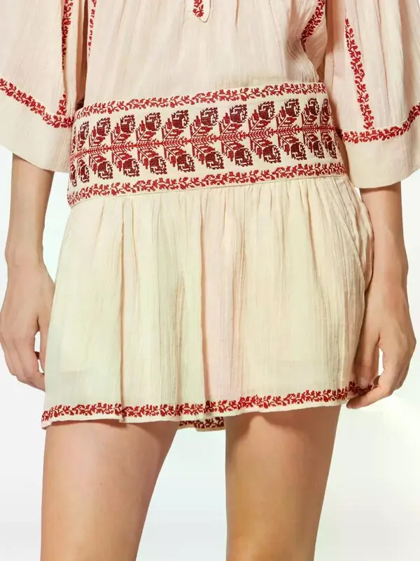 MARANT ETOILE Picadilia Embroidered Mini Skirt - Neutrals