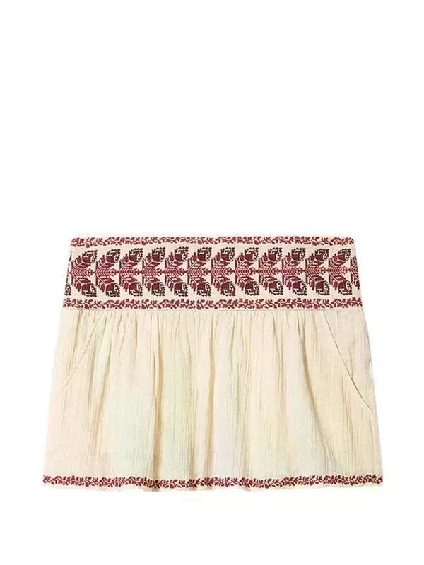 MARANT ETOILE Picadilia Embroidered Mini Skirt - Neutrals