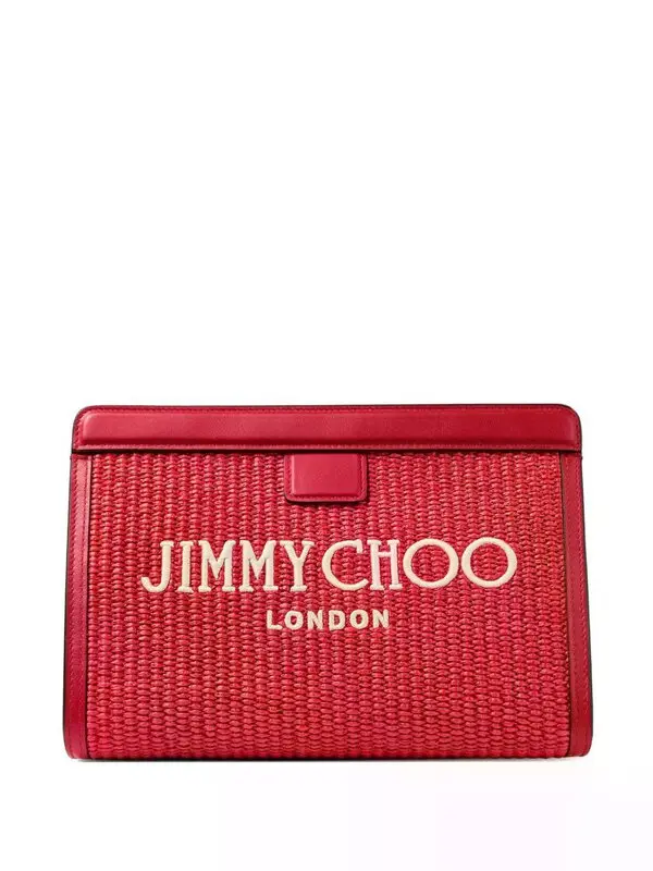 JIMMY CHOO Avenue London Raffia Clutch Bag - Red