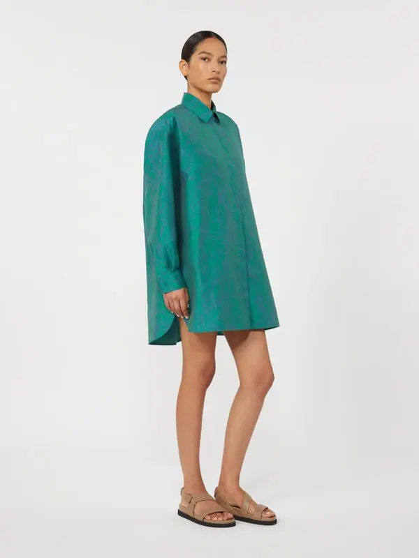 max mara printed silk shirt dress Panfilo printed silk-twill mini shirt dress - dark green
