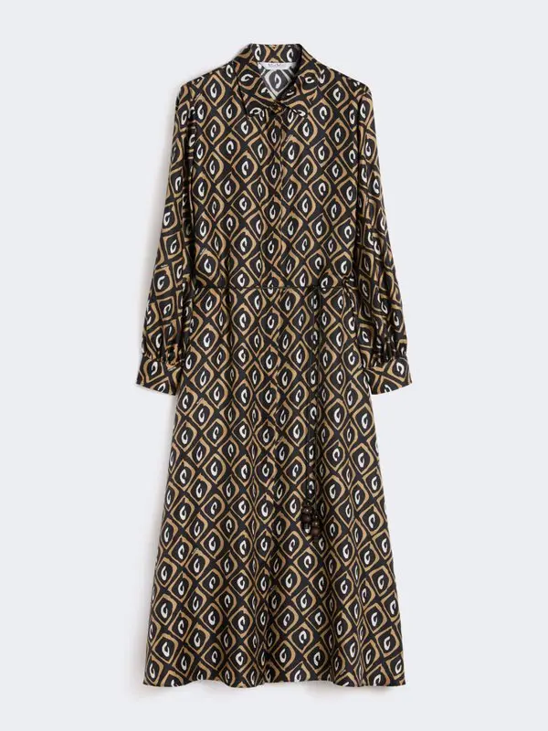 Max Mara Printed Silk Twill Shirt Dress - Black