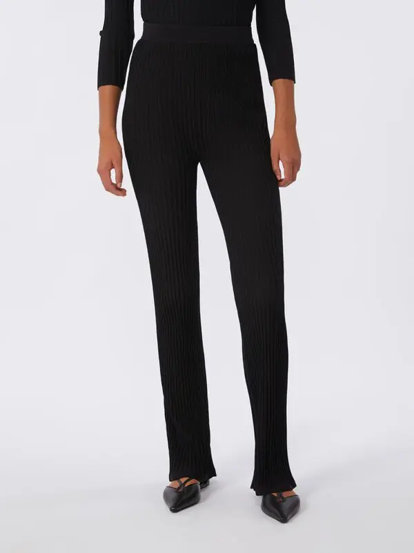 Max Mara Viscose Crêpe Rib-knit Trousers