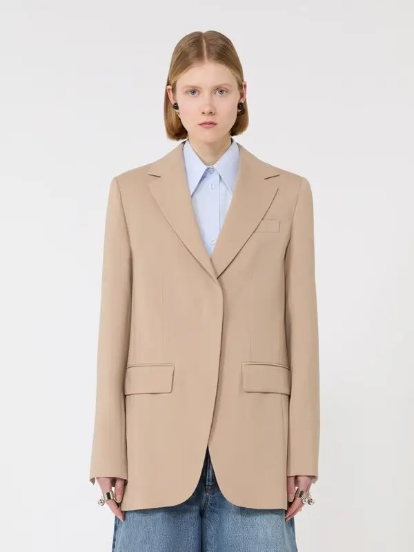Max Mara Tailored Wool Blazer With Pleated Back