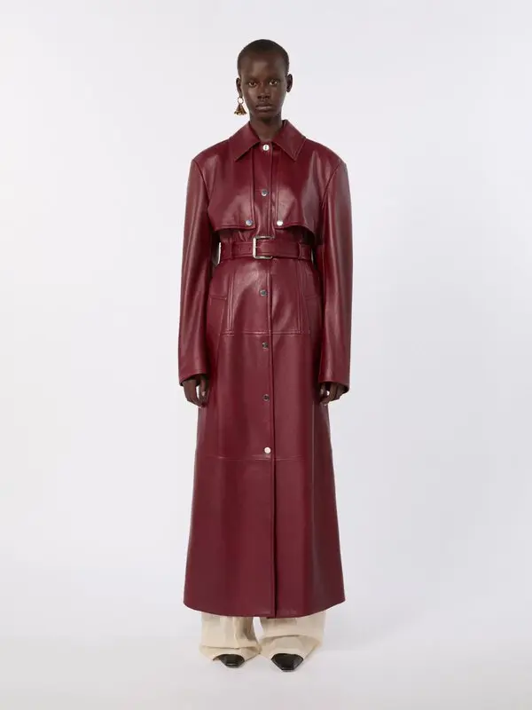 Max Mara Nappa Leather Two-piece Trench Coat - Bordeaux