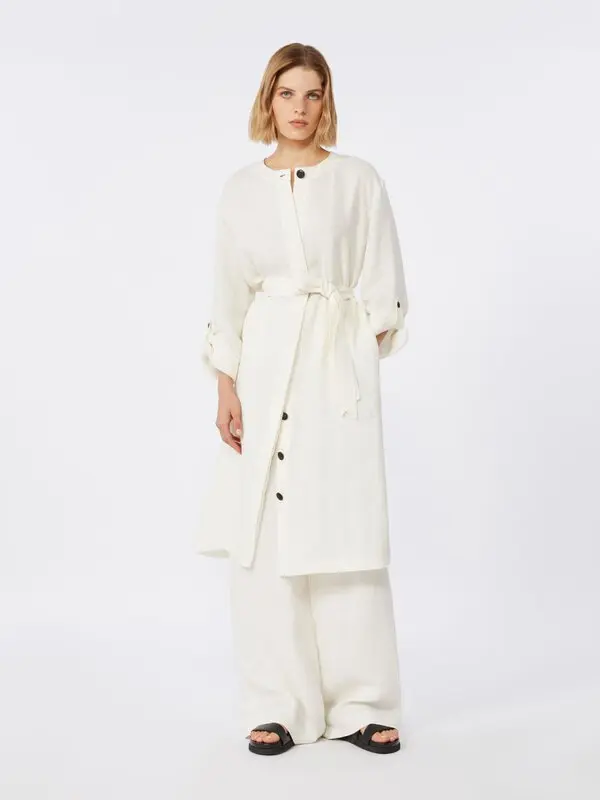 Max Mara Linen Twill Trousers - Natural