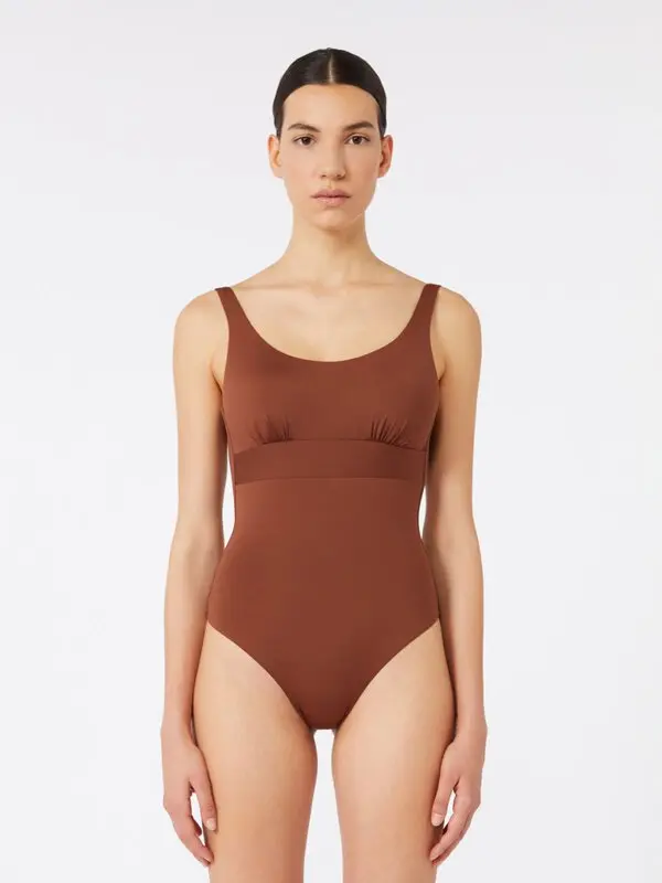 Max Mara Jersey Racer-back Swimsuit - Chocolate