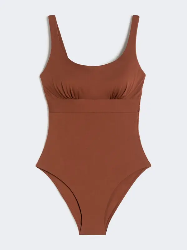 Max Mara Jersey Racer-back Swimsuit - Chocolate