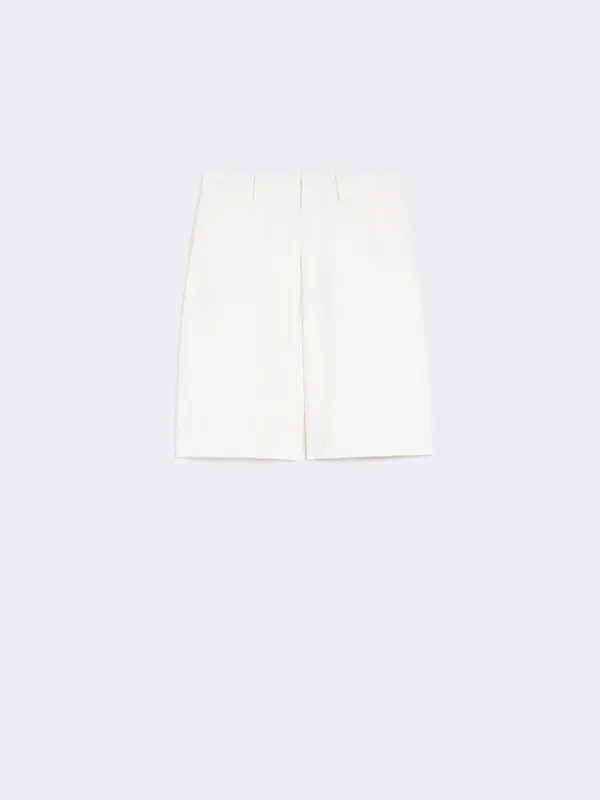 Max Mara Cotton And Linen Drill Bermuda Shorts - White