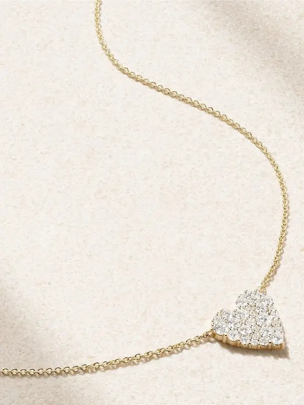 SYDNEY EVAN Small Cocktail Heart 14-karat Gold Diamond Necklace - Silver