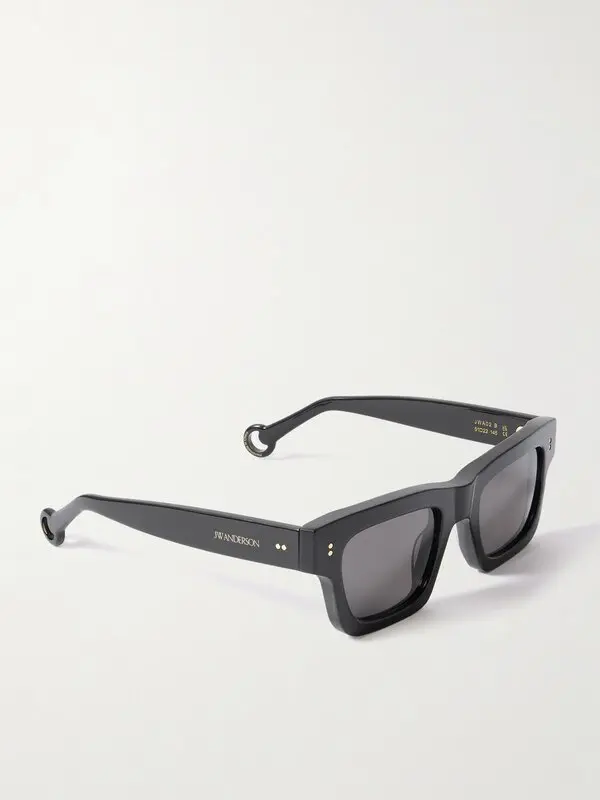 JW Anderson Rectangular-frame Acetate Sunglasses - Black