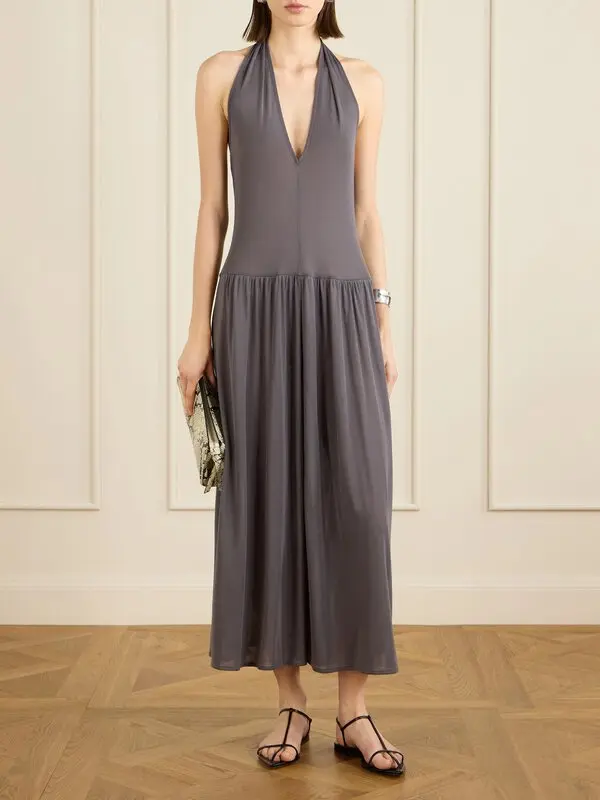ST. AGNI Tencel™ Lyocell Halterneck Midi Dress - Gray