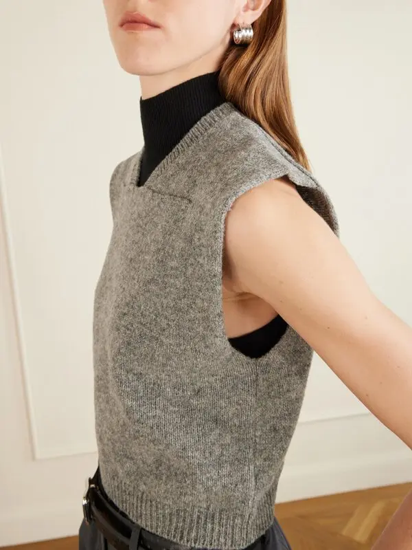 JIL SANDER Cropped Wool-blend Sweater Vest
